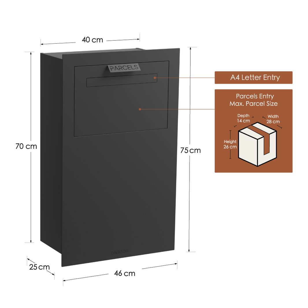 Apex | Brick-In or Fence Parcel Letterbox | Receive A4 Mail and Parcels ...